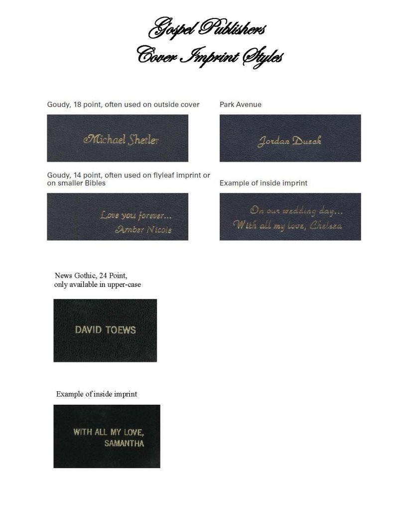 Font Sample Sheet | Gospel Publishers Canada